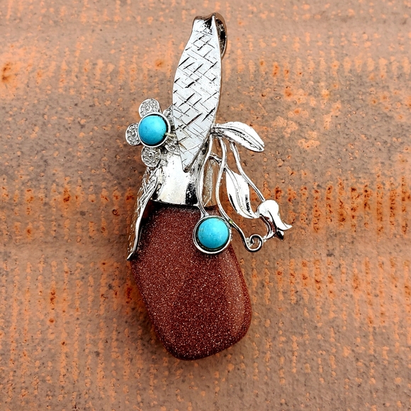 Handmade | Jewelry | New Unique Sun Sitara Sand Stone Silver Wrapped ...